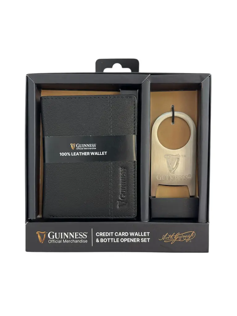 Guinness Muški set kožni novčanik i otvarač za flaše JBGNGS05 , Crni