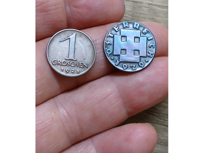 KO 478 - Austrija - 1 i 2 groša 1928 i 1929 - opis -