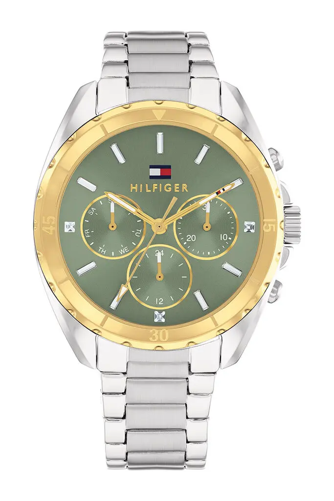 Tommy Hilfiger Ženski kvarcni sat, Zeleno-srebrne boje