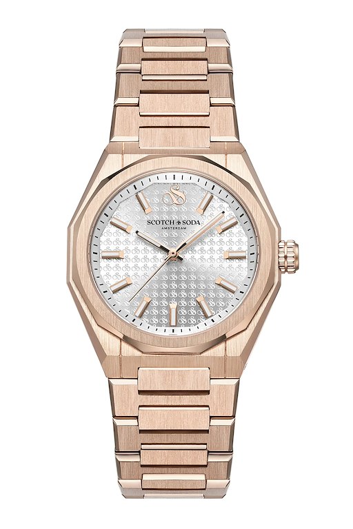 Scotch & Soda Ženski sat SSW.125D, Kvarcni mehanizam, Srebrno kućište, Rose gold boje