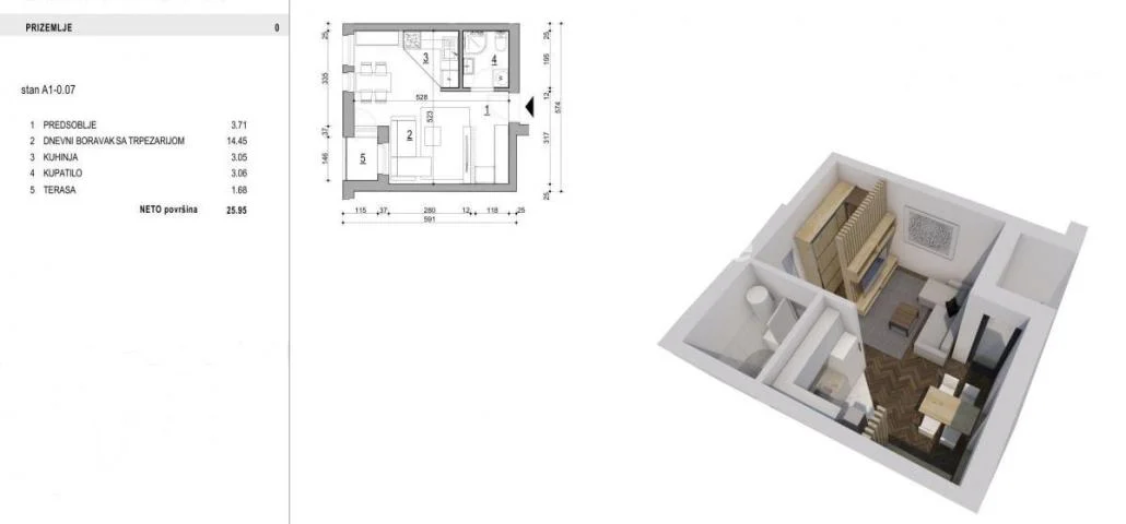 Mišeluk- Fantastična Garsonjera 26 m2 u Izgradnji na Top Lokaciji-povrat PDV-065/385 8880