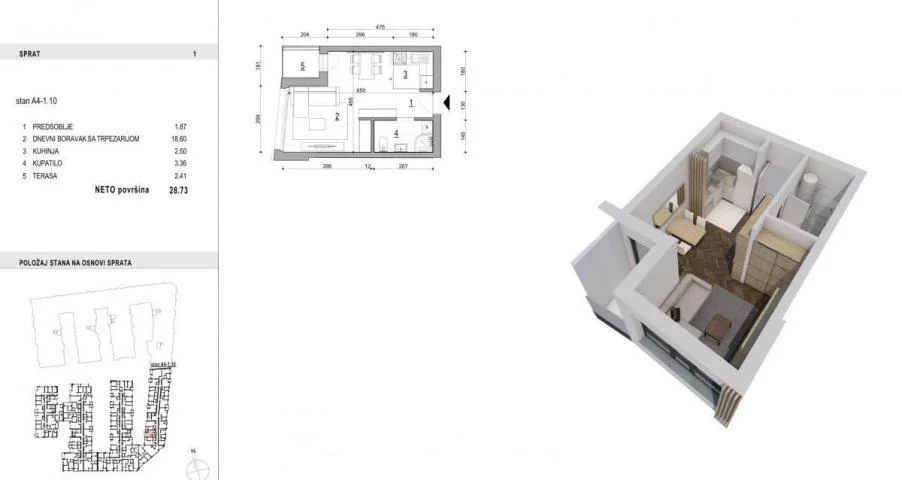 Mišeluk- Fantastična Garsonjera 29 m2 u Izgradnji na Top Lokaciji-povrat PDV-065/385 8880