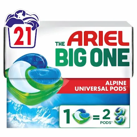 ARIEL
THE BIG ONE univerzalne kapsule za pranje veša - ALPINE, 21 kom