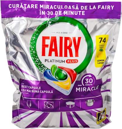 FAIRY
MIRACLE PLATINUM PLUS tablete za mašinsko pranje posuđa, 74 kom