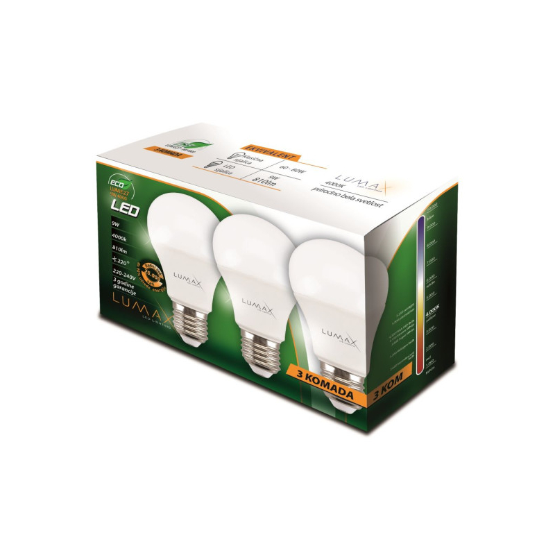 SIJALICA LED ECO LUME27-9W 4000K 810 LM 3PAK