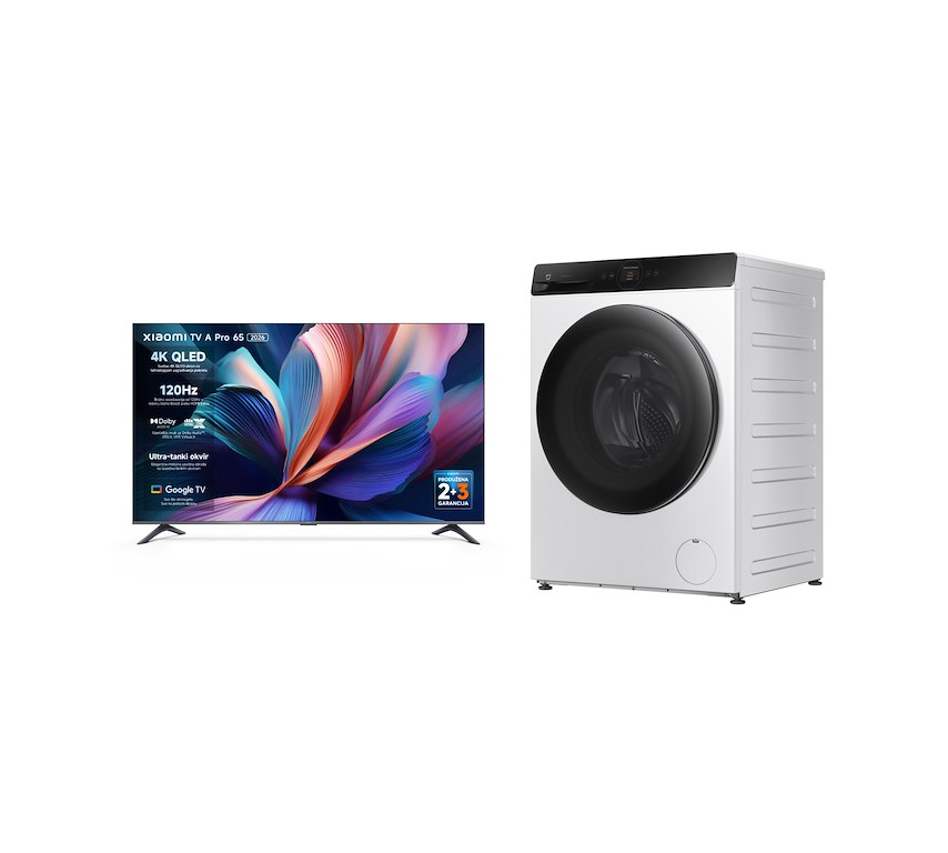 Mijia mašina za pranje i sušenje veša Pro 9kg + Xiaomi TV A Pro 2026 65"