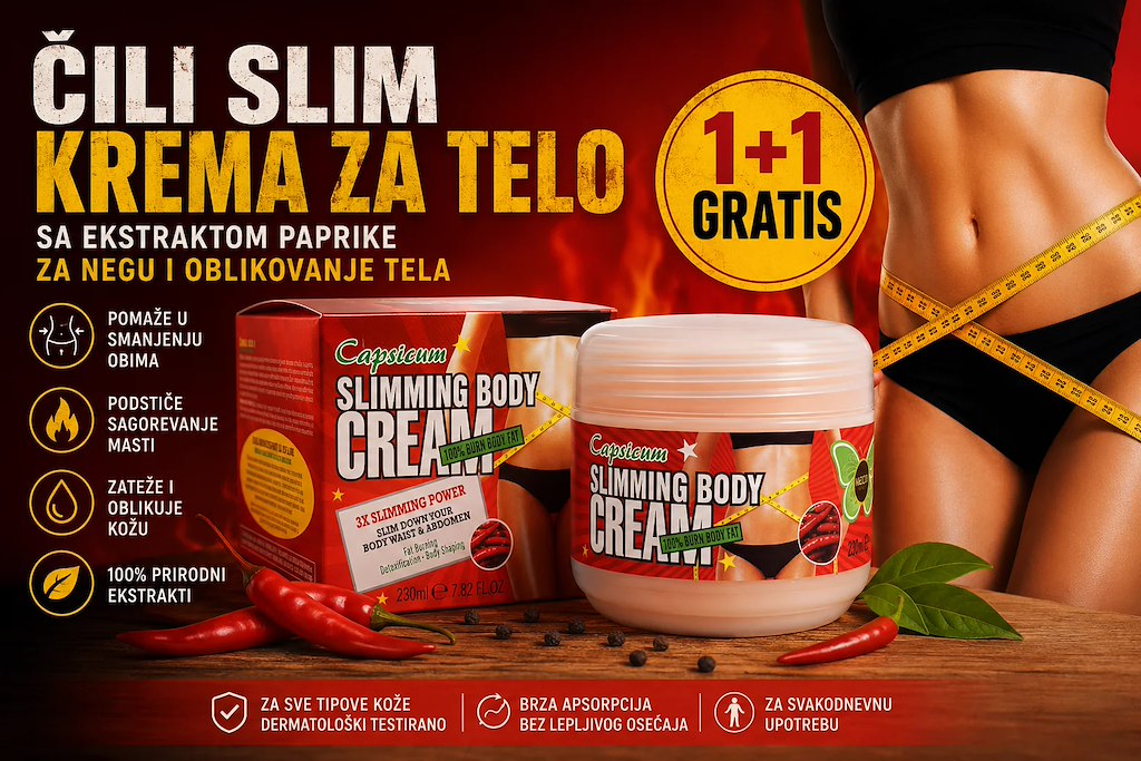Čili Slim Krema za Telo 230ml 1+1 GRATIS – Krema sa Ekstraktom Paprike za Negu i Oblikovanje Tela