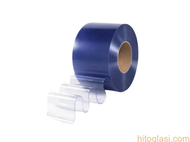 Plavo providna PVC trakasta zavesa – dimenzije 300 × 2 mm