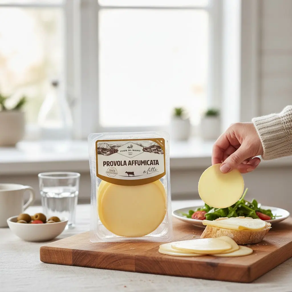 LISTOVI SIRA PROVOLA AFFUMICATA DOP FIOR DI MASO 130G
