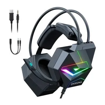 ONIKUMA X20 GAMING HEADPHONES - RGB, STEREO SURROUND SOUND, HD MICROPHONE - BLACK