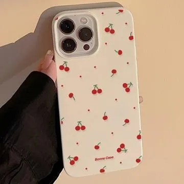 IPHONE 16 PRO CHERRY PATTERN TPU CASE - WHITE