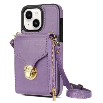 IPHONE 14 ALL-IN-ONE CASE WITH WALLET & STRAP - PURPLE