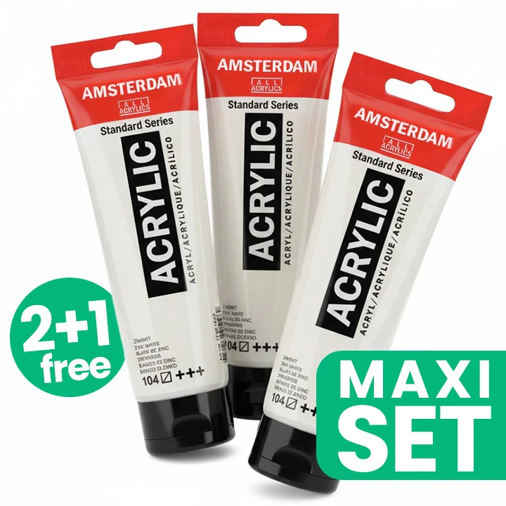 Set od 3 akrilne boje Amsterdam - 2 + 1 besplatno | Titanijum bela