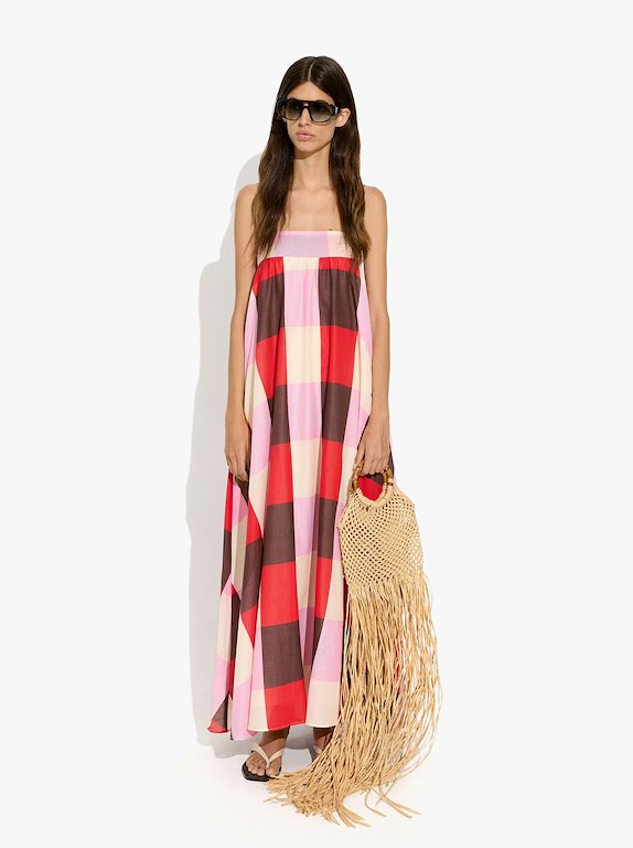 DRESS WITH STRAPS WITH SQUARES 100% COTTON