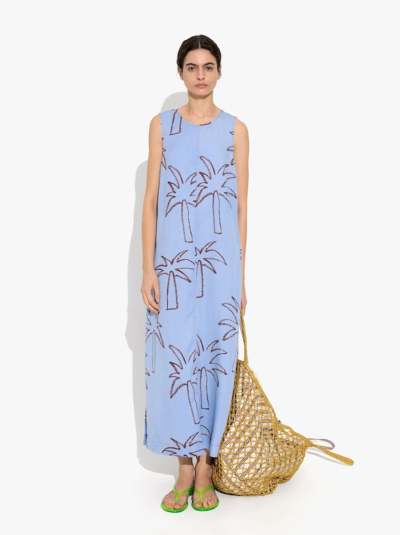 PRINTED DRESS WITH A LINEN AND LYOCELL BLEND