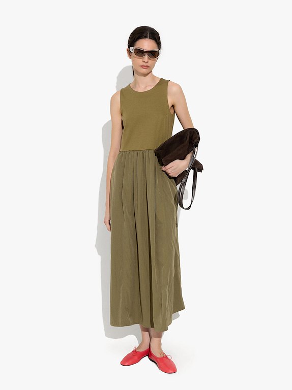 DRESS WITH COMBINED TEXTURES WITH POCKETS