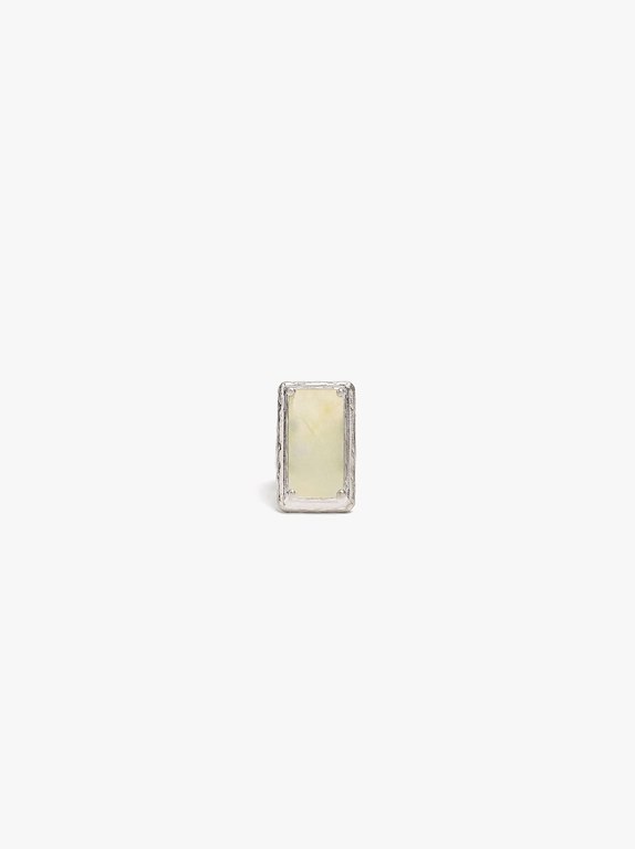 RECTANGULAR RING WITH MARBLED STONE