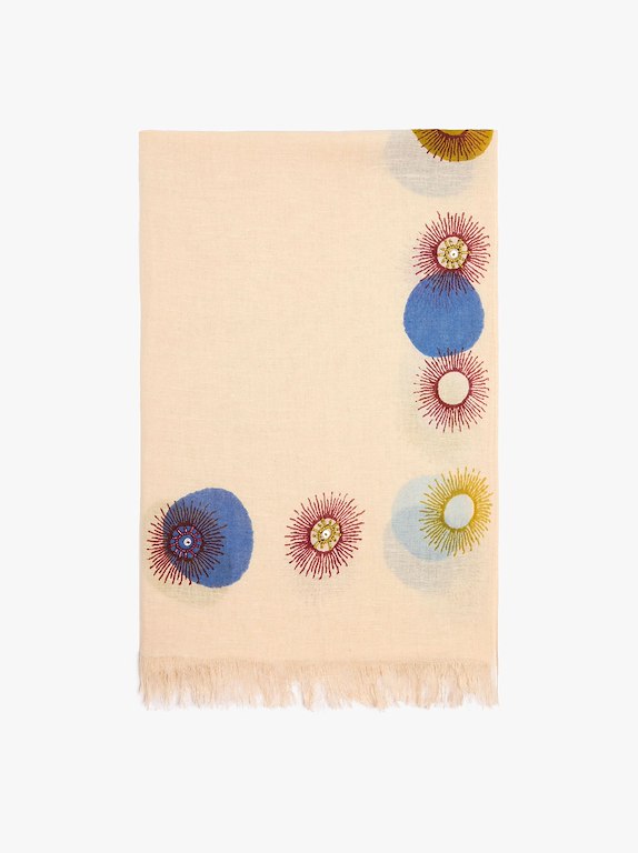 PRINTED PAREO WITH LINEN AND COTTON