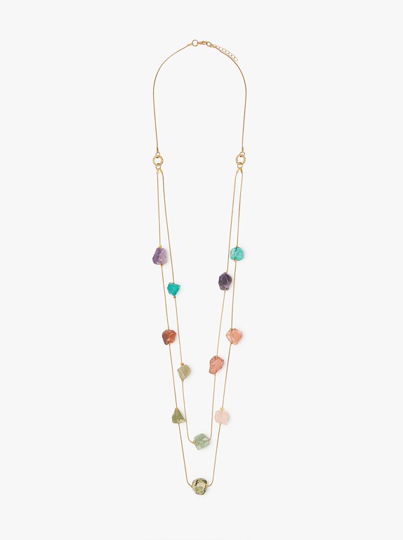 LONG DOUBLE NECKLACE WITH STONES