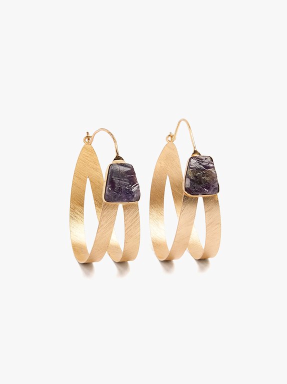 DOUBLE HOOP EARRINGS WITH STONE