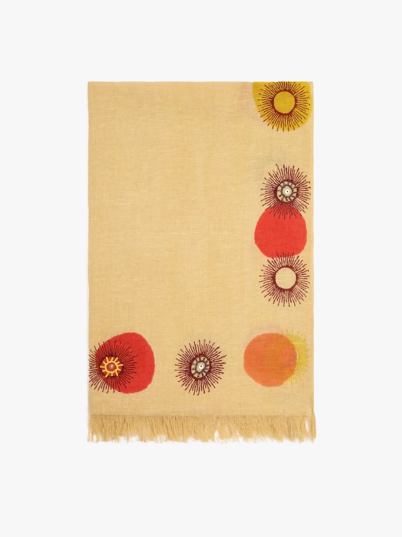 PRINTED PAREO WITH LINEN AND COTTON