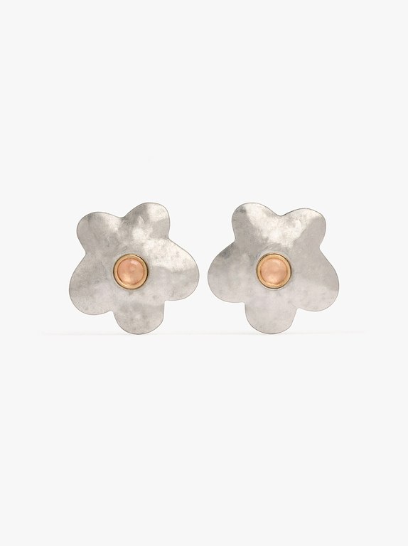 FLOWER EARRINGS WITH STONE DETAIL