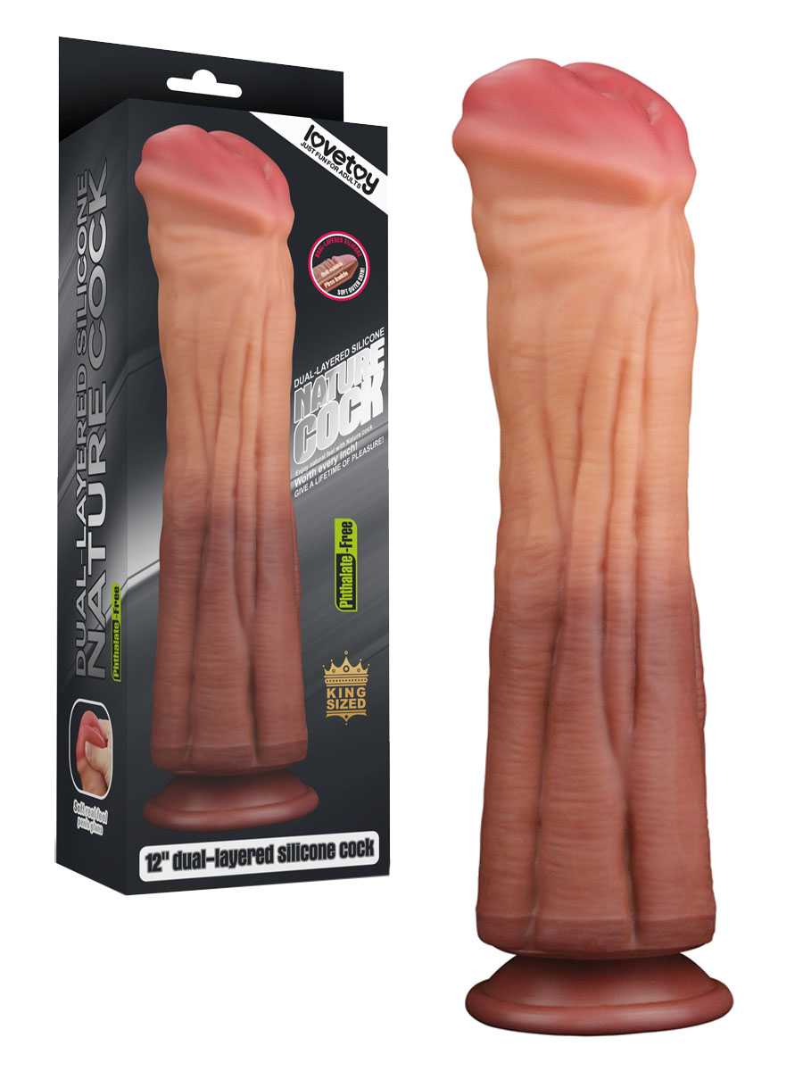 12“ Dual layered Platinum Silicone Cock