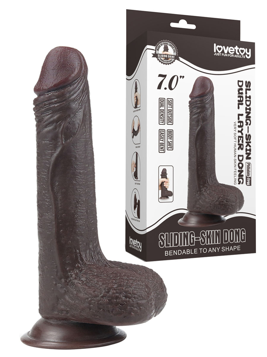 7“ Sliding Skin Dual Layer Dong – Black