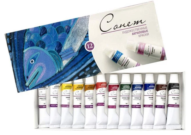 Akrilne boje Sonnet – set 12 x 10 ml