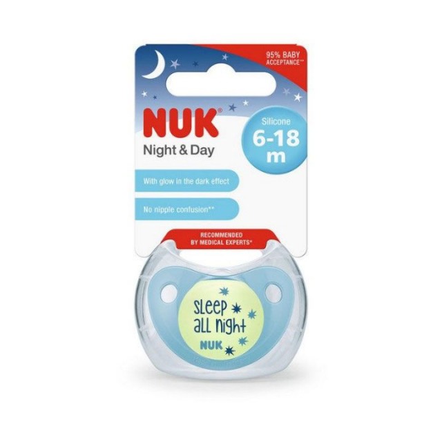 NUK NIGHT/DAY silikonska varalica 6-18m, 1kom