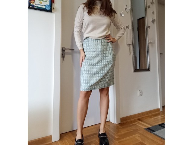 Plava suknja dubok struk