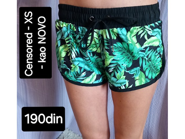 Censored šorts crni zeleni XS/34 - kao NOVO
