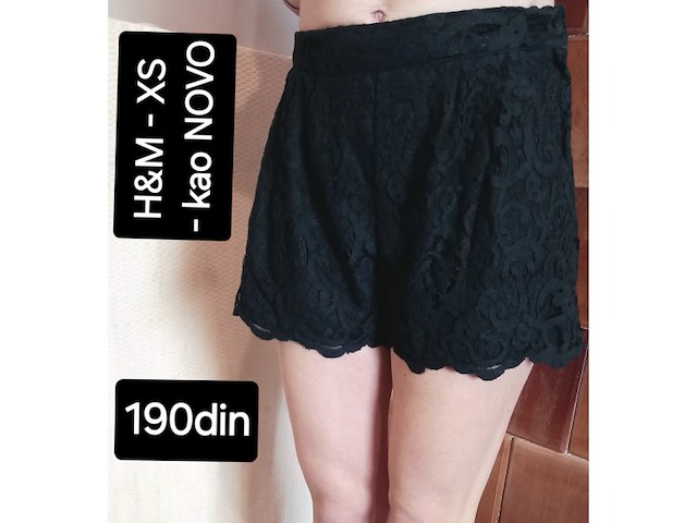 H&;M šorts čipkani crni XS/34 - kao NOVO
