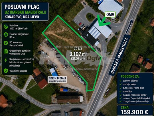 Poslovni plac 31,07 ari uz Ibarsku magistralu