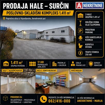 Poslovni prostor - HALA 1400 m², Surčin