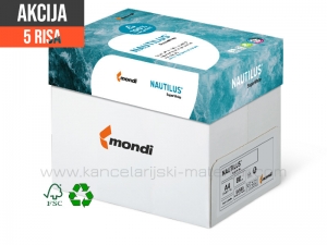 5 risa MONDI Nautilus Super White 100% reciklirani papir A4 80gr 500L (1 ris=733.00din)