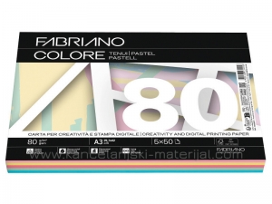 FABRIANO Colore A3 80g pastelni papir u boji 250L (mix)