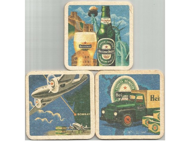HEINEKEN 3 stara podmetaca za pivo