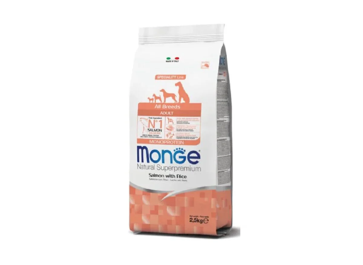 Monge Adult All Breeds Losos i Pirinač 2,5kg