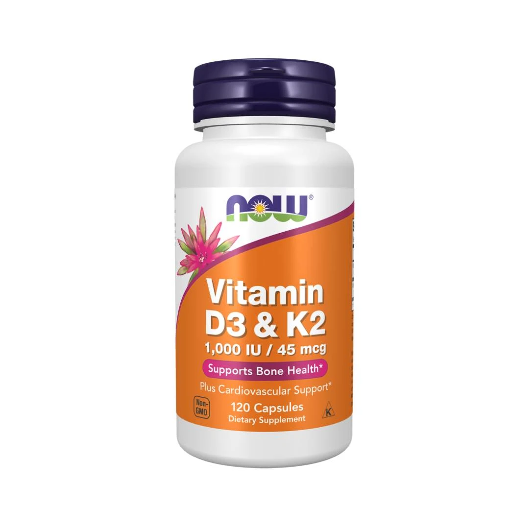 NOW® Vitamin D3 1000 IU & K2 45 mcg 120 Kapsula