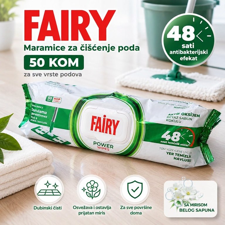 Maramice za čišćenje poda Fairy 50 kom – power
