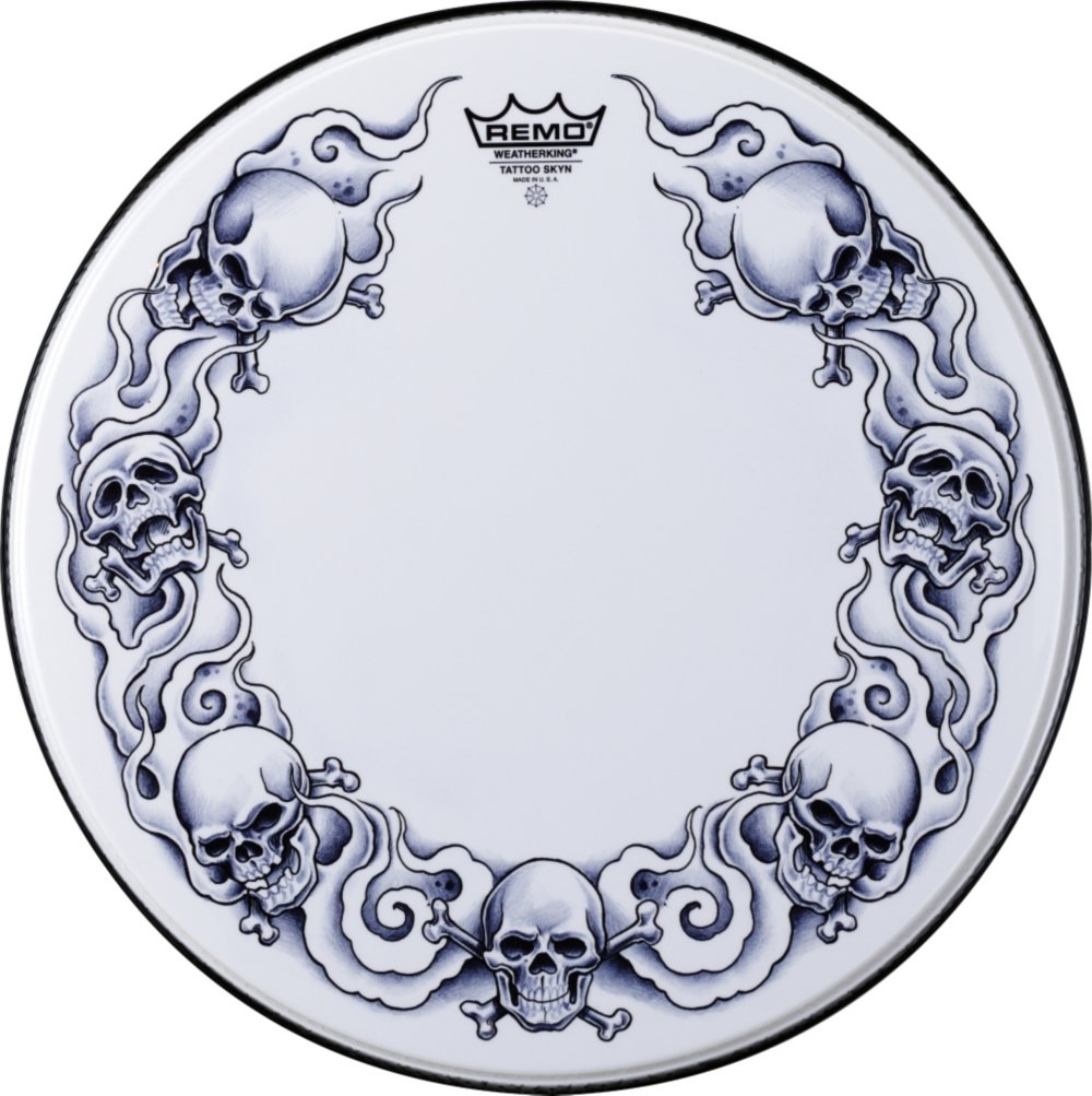 Remo 22" Powerstroke Tatto Skull White PA-1322-TT-T01