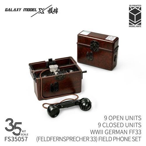 NEW! Galaxy-Model FS35057 German WWII 3D-Printed F.F.33 (Feldfernsprecher 33) Field Phone Set (9 Open Units / 9 Closed Units）