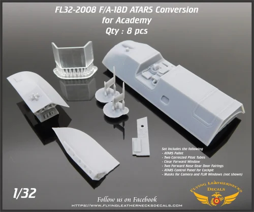 Flying Leathernecks 32-2008 McDonnell Douglas F/A-18 D - ATARS conversion 3D-Printed (for Academy kits)