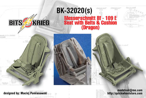 NEW! Bitskrieg 32020 Messerschmitt Bf-109 E - Seat with Belts & Cushion