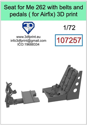 NEW! 3DF 107257 Messerschmitt Me-262 - Seat with Belts and Pedals (for Airfix Kits / 3D-Printed)