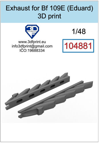 3DF 104881 Messerschmitt Bf-109 E - Exhaust (for Eduard Kits / 3D-Printed)