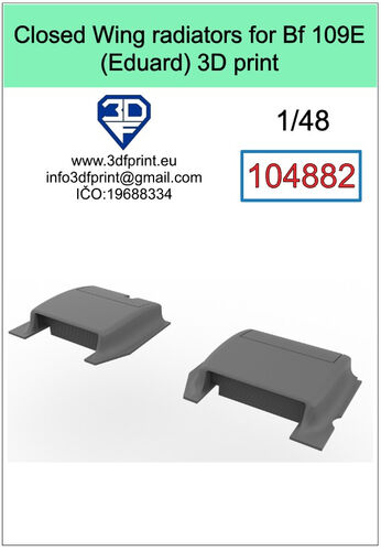 NEW! 3DF 104882 Messerschmitt Bf-109 E - Closed Wing Radiators (for Eduard Kits / 3D-Printed)