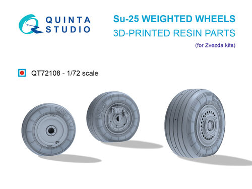 NEW! Quinta Studio QT72108 Sukhoi Su-25 - Wheighted Wheels (for Zvezda Kits / 3D-Printed)