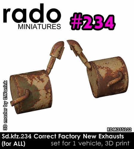 Rado Miniatures 35S102 Sd.Kfz. 234 - Correct Factory New Exhausts (3D-Printed)